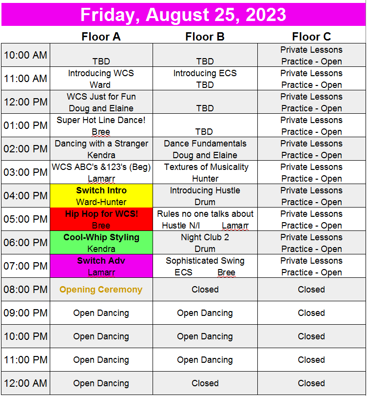Schedule Of Events Social Dance Mania Schedule Of Events Social Dance Mania
